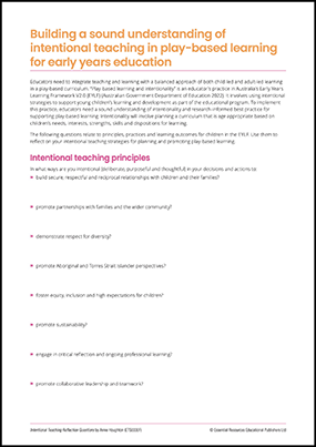 Download Freebie - Free Intentional Teaching Questions